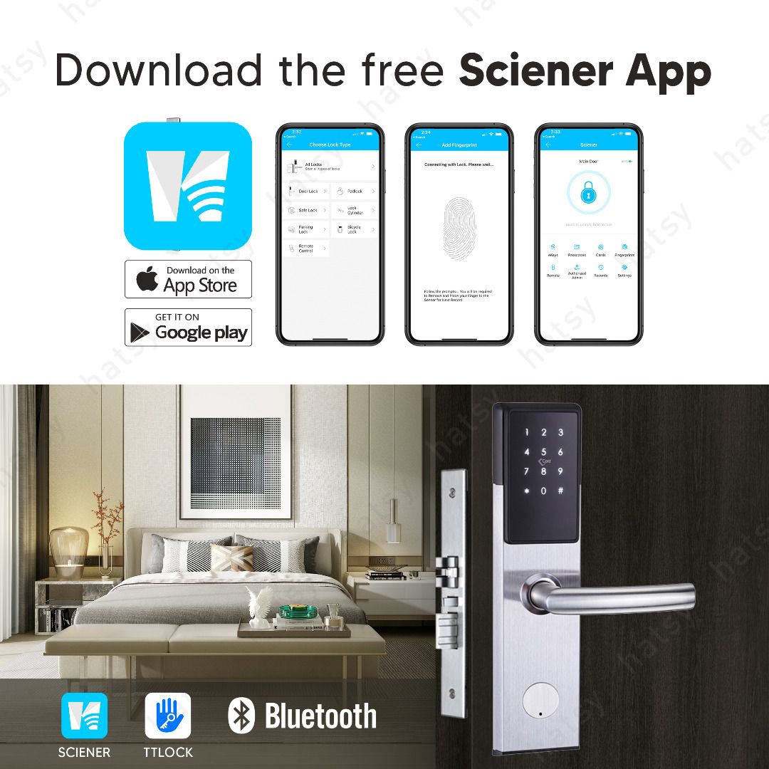 SCIENER APP - Bluetooth Smart Mortise Lock, Passcode, Card, Manual Key ...