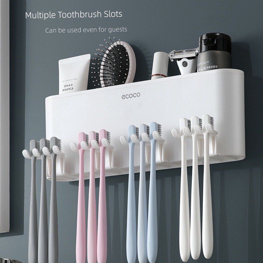 SG STOCK Wall Mount Toothbrush Holder Automatic Toothpaste Squeezer ...