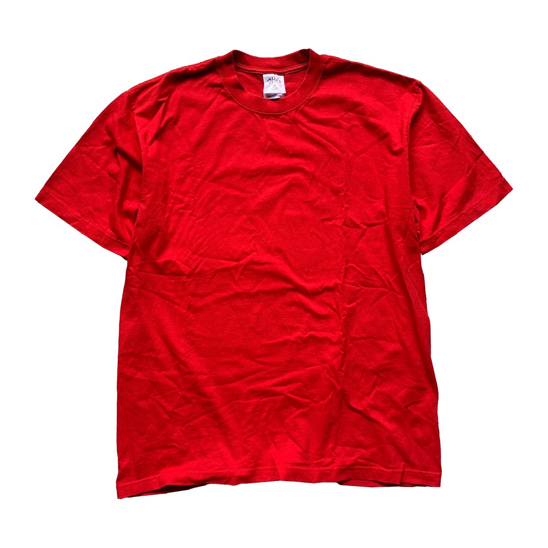 Shaka Red Blank Plain Tee Shirt Heavyweight, Men's Fashion, Tops & Sets ...