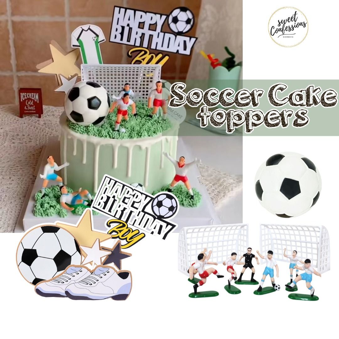 Soccer cake toppers or football cake topper decoration for cupcake ...