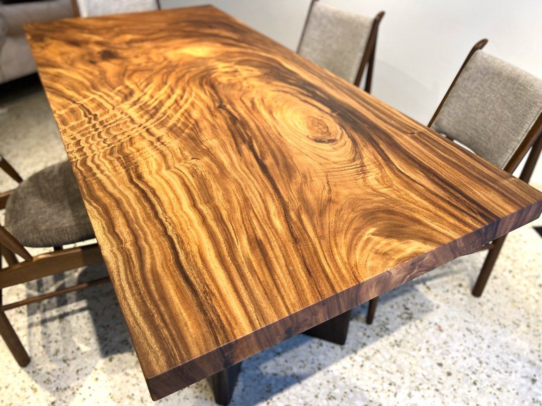Solid Slab Wood Dining Table, Furniture & Home Living, Furniture ...