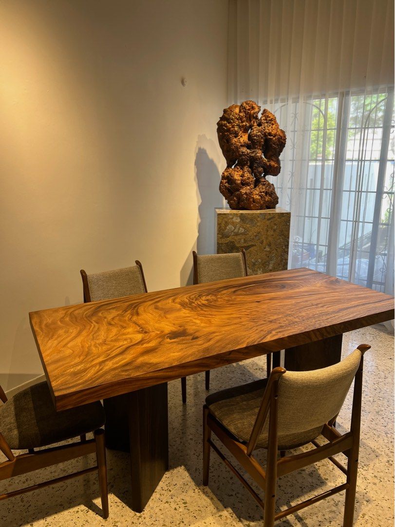 Solid Slab Wood Dining Table, Furniture & Home Living, Furniture ...