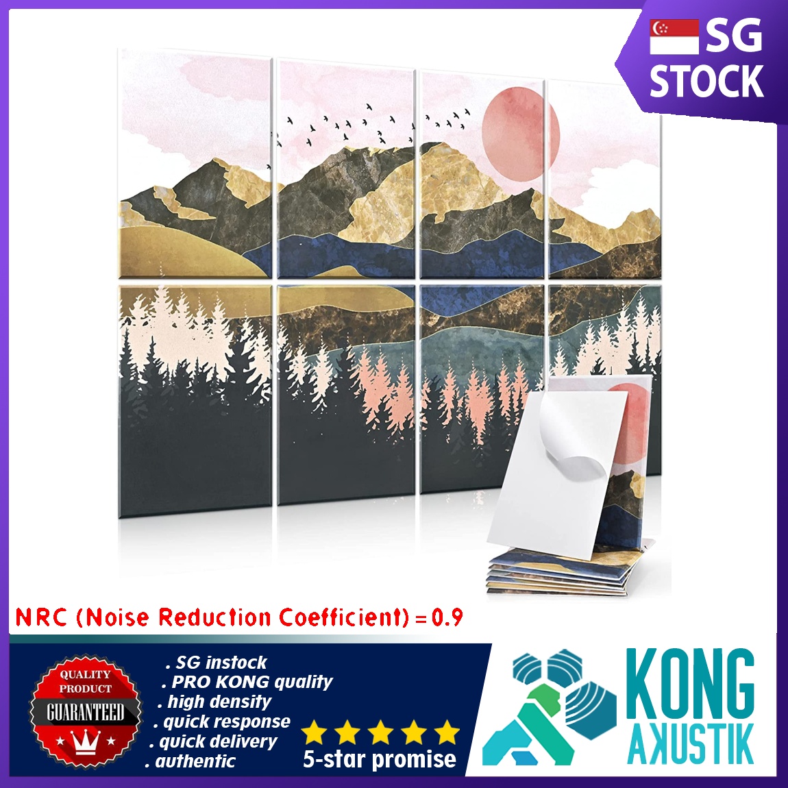 Tutmyrea Art Acoustic Panels, 48"X32" Self-adhesive Sound Proofing ...