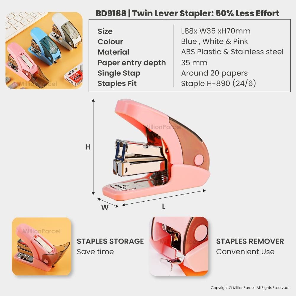 Twin Lever Stapler: 50% Less Effort | All type Stapler | Staples ...