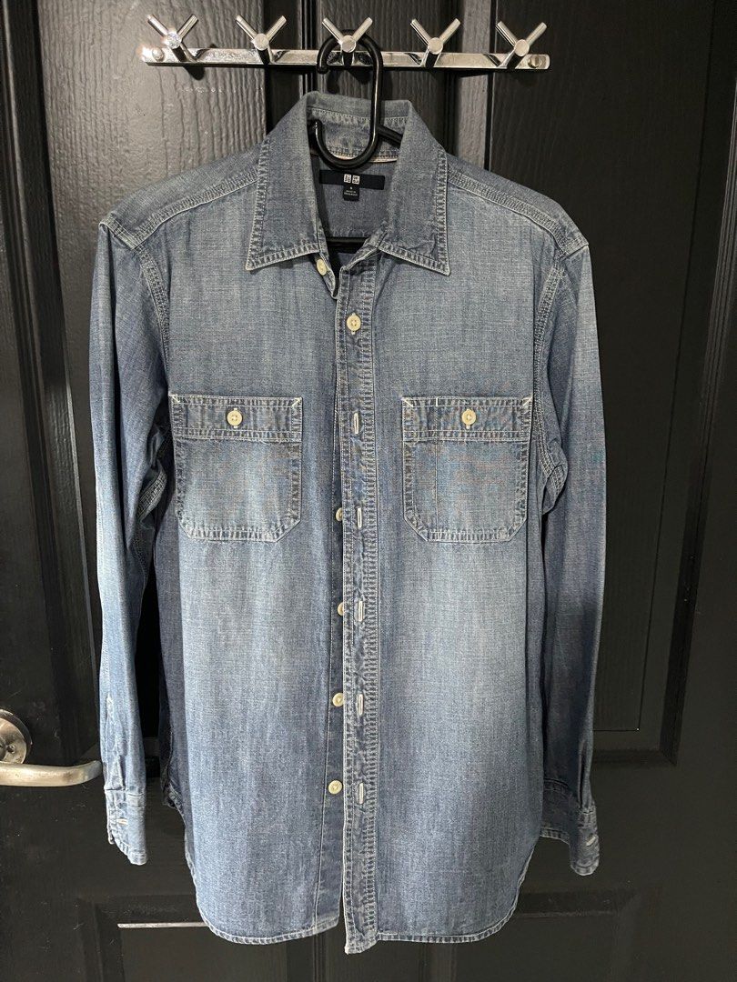 Uniqlo Denim Shirt, Men's Fashion, Tops & Sets, Formal Shirts on Carousell