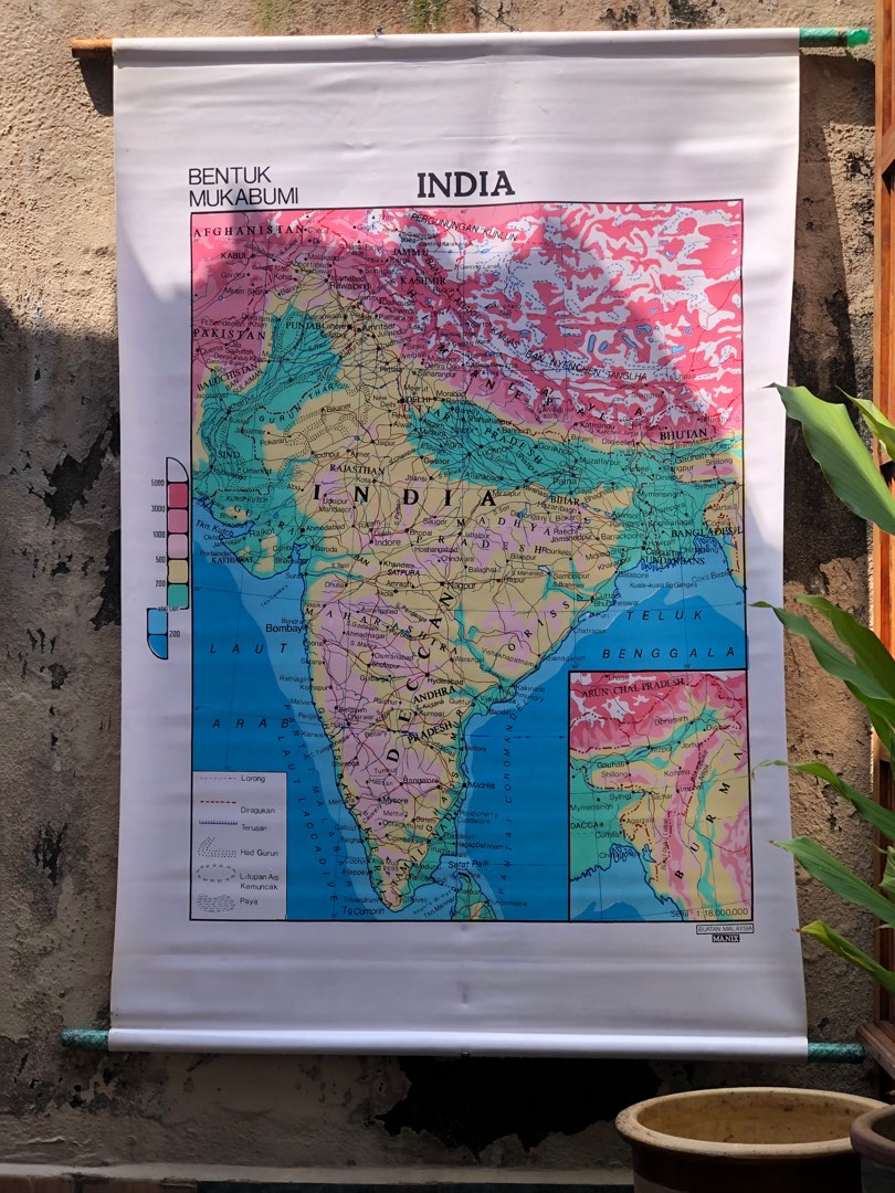 Vintage 1990s peta india map made in malaysia, Hobbies & Toys ...