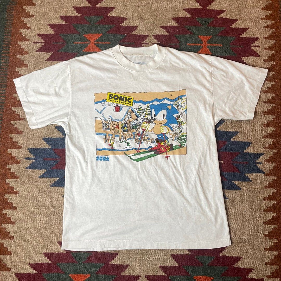Vintage Sonic Hedgehog Sega Vtg Promo Tee Game Mens Fashion Tops
