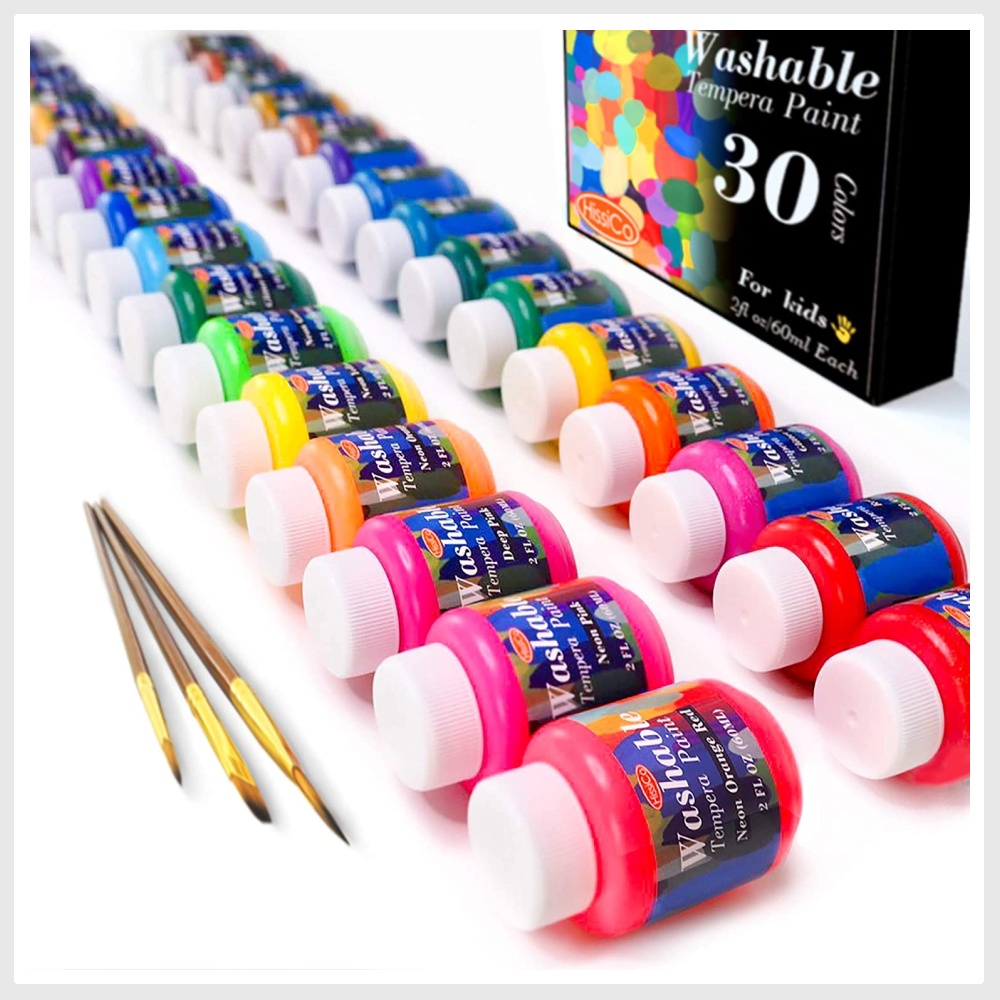 Washable Tempera Paint for Kids,30 Colors (2 oz Each) Liquid Poster ...