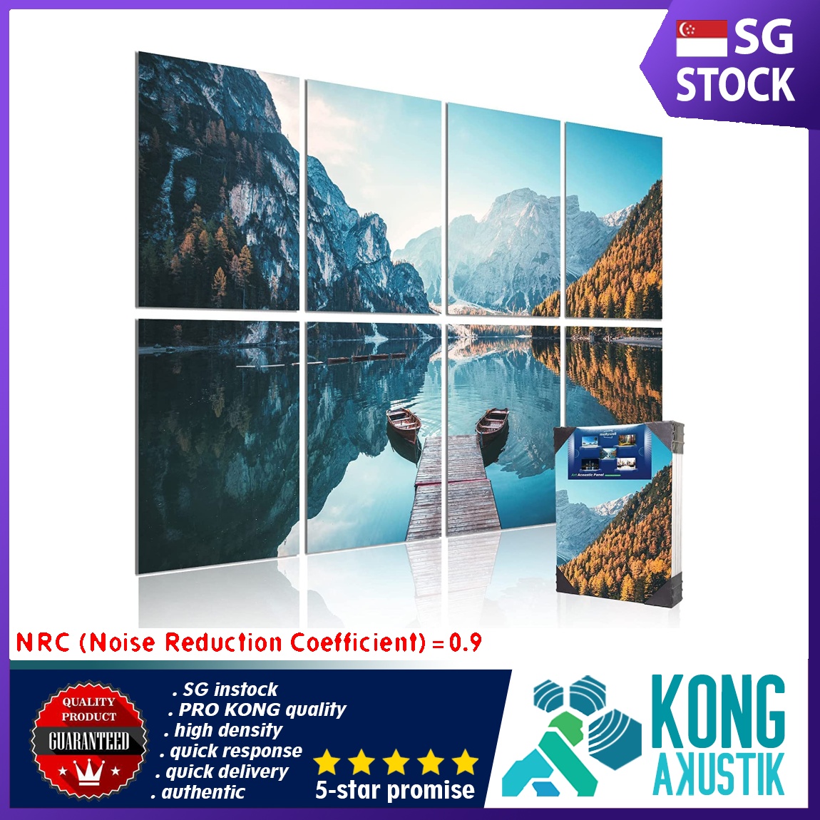 well Art Acoustic Panels, 8 Pack Sound Proof Foam Panels 48"x32"x0.4 ...