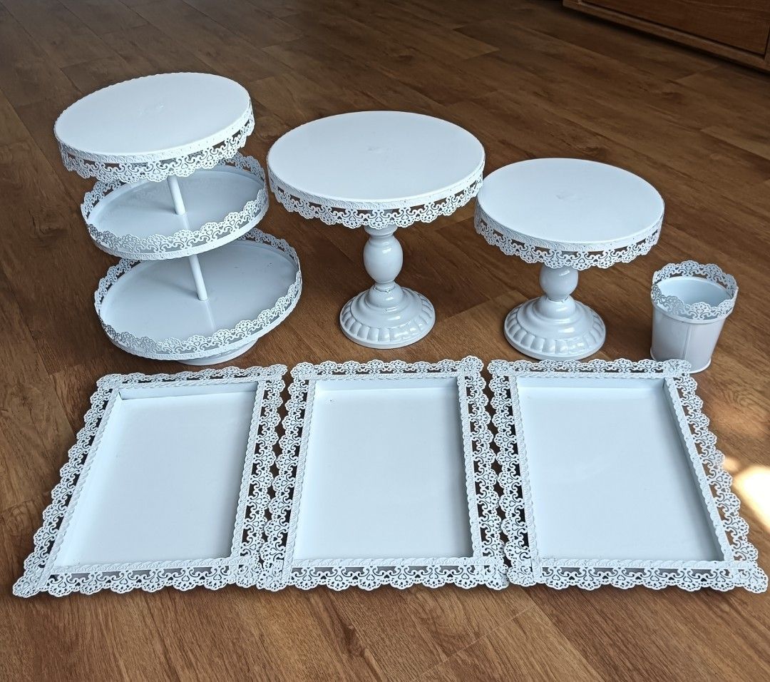 White party tray set (8 pieces), Furniture & Home Living, Kitchenware ...