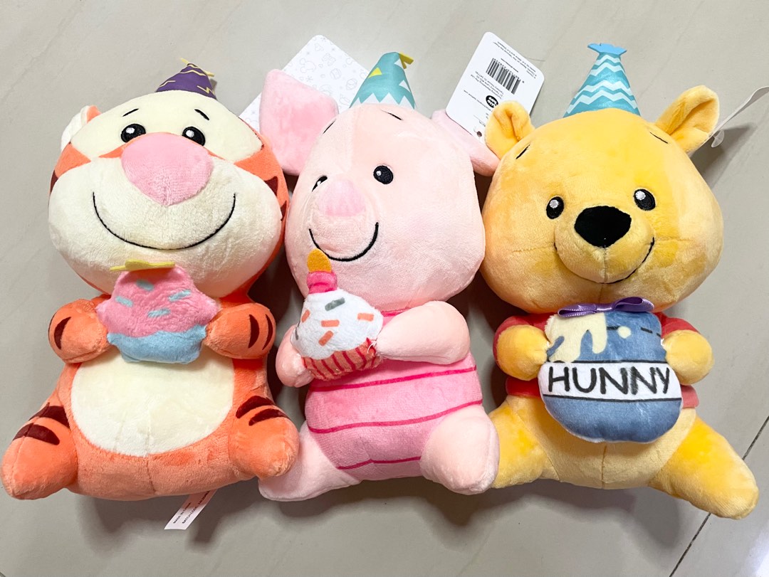 Winnie the Pooh Piglet Tigger With Party Hats Soft Toys Disney, Hobbies ...