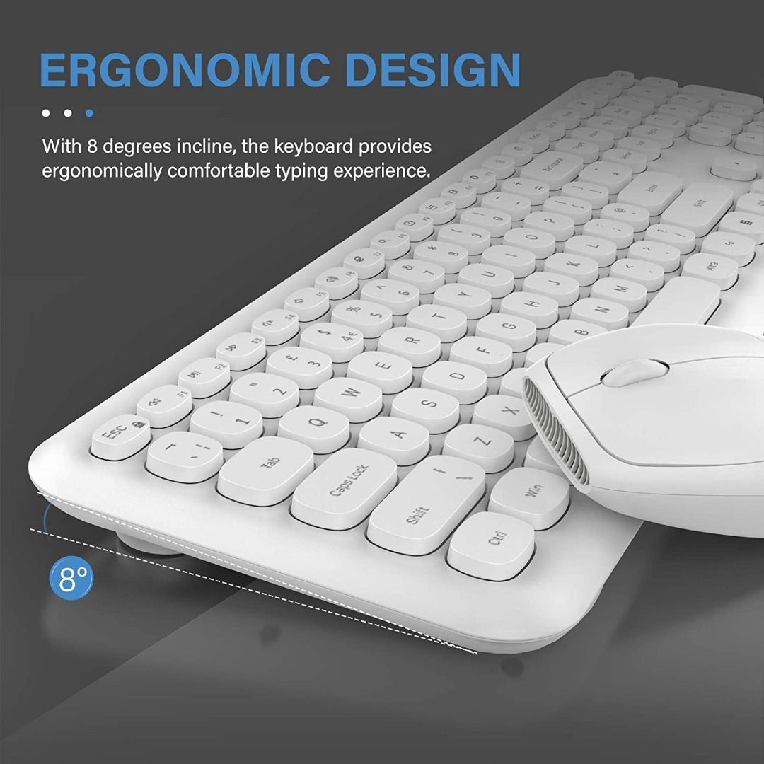 2.4G USB Wireless Keyboard and Mouse Combo, Computer Keyboard and Mice Set UK Layout for Windows ...