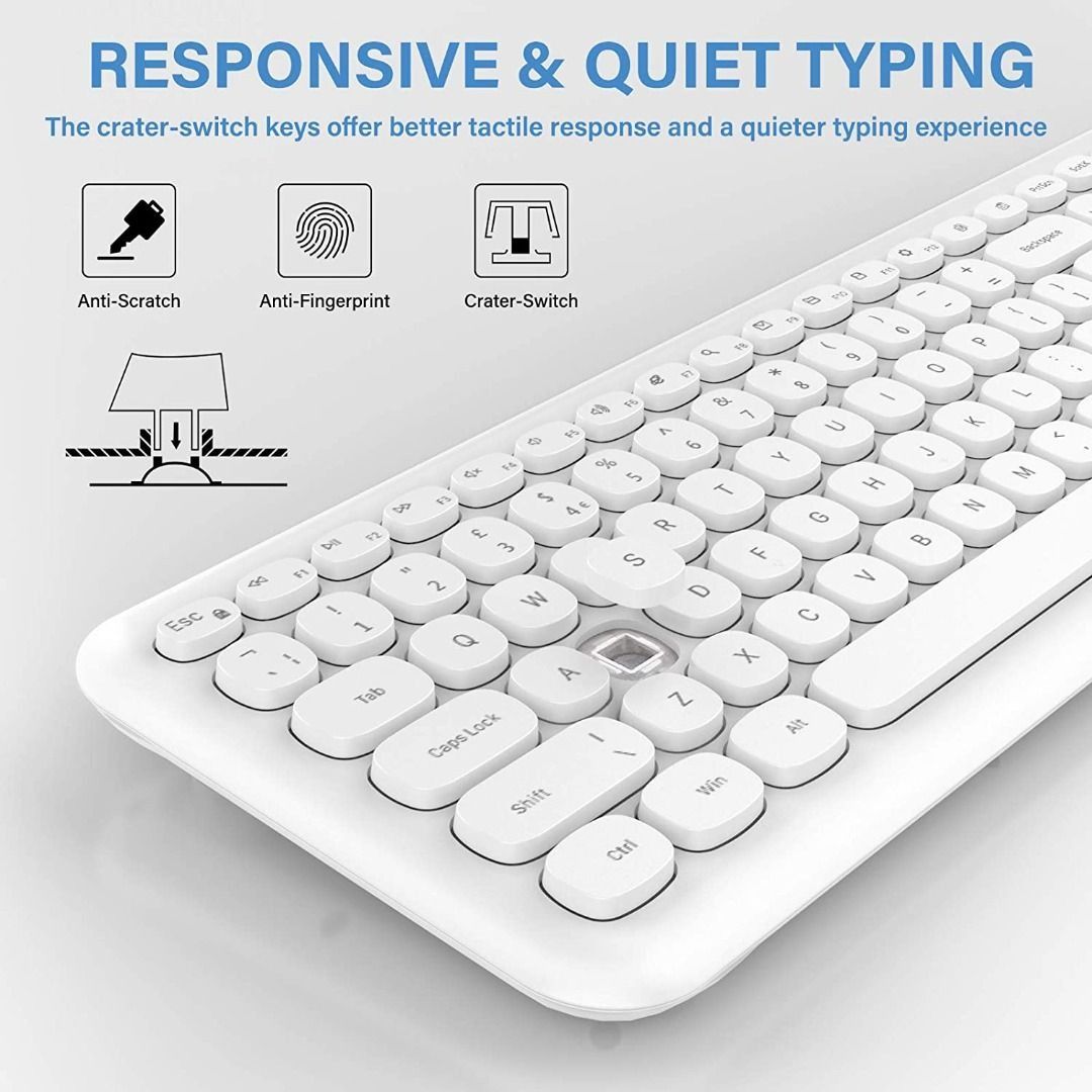 2.4G USB Wireless Keyboard and Mouse Combo, Computer Keyboard and Mice Set UK Layout for Windows ...