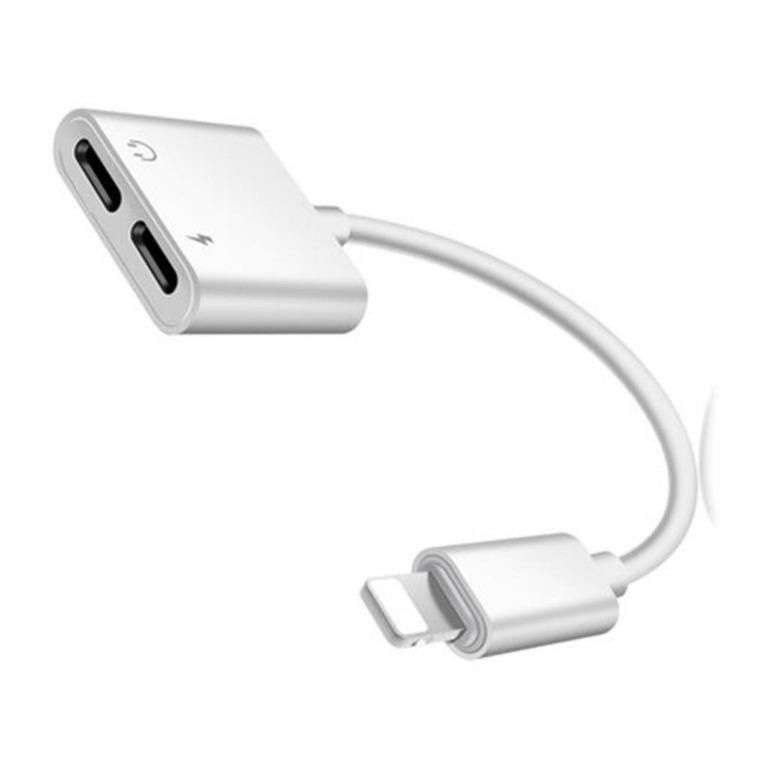 633) 2 IN 1 DUAL LIGHTNING EARPHONE AUDIO SPLITTER CHARGER ADAPTER ...