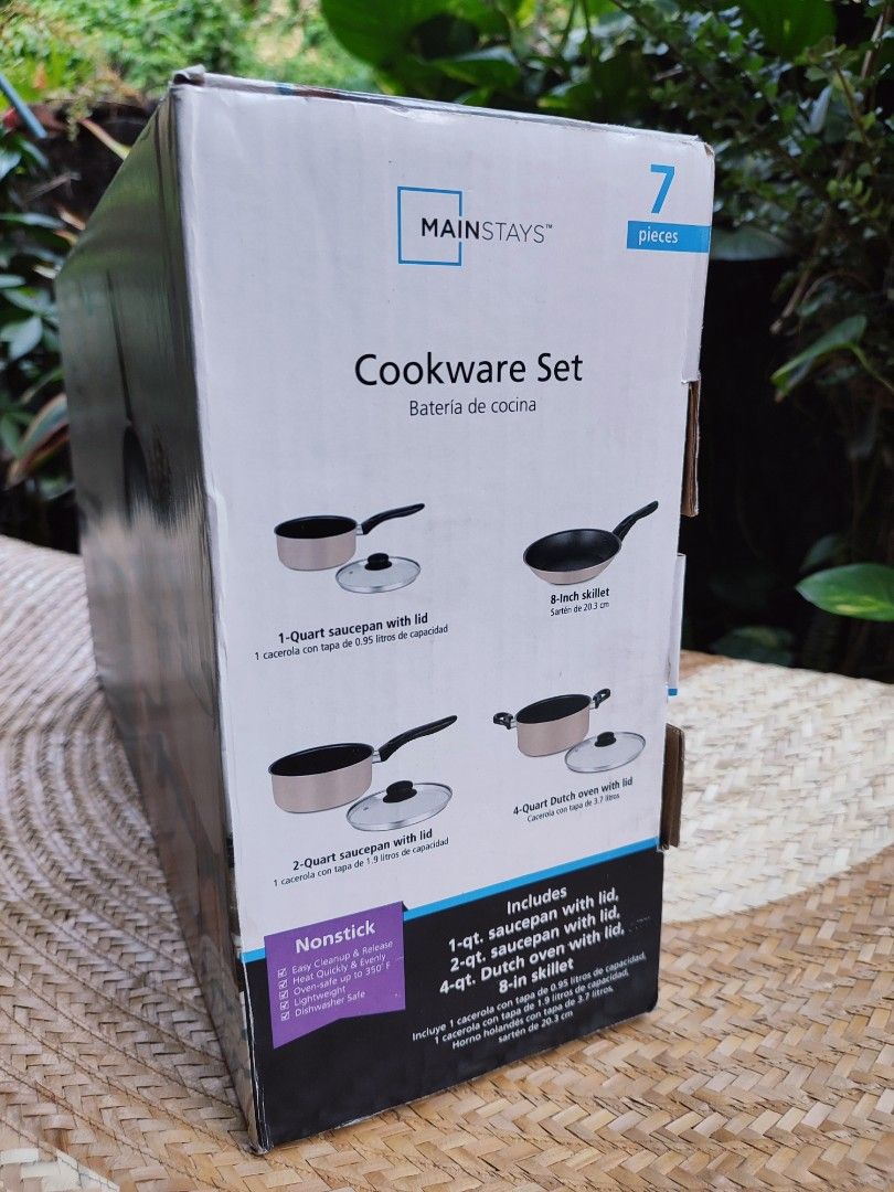 7pc Mainstays Nonstick Cookware Set, Furniture & Home Living ...