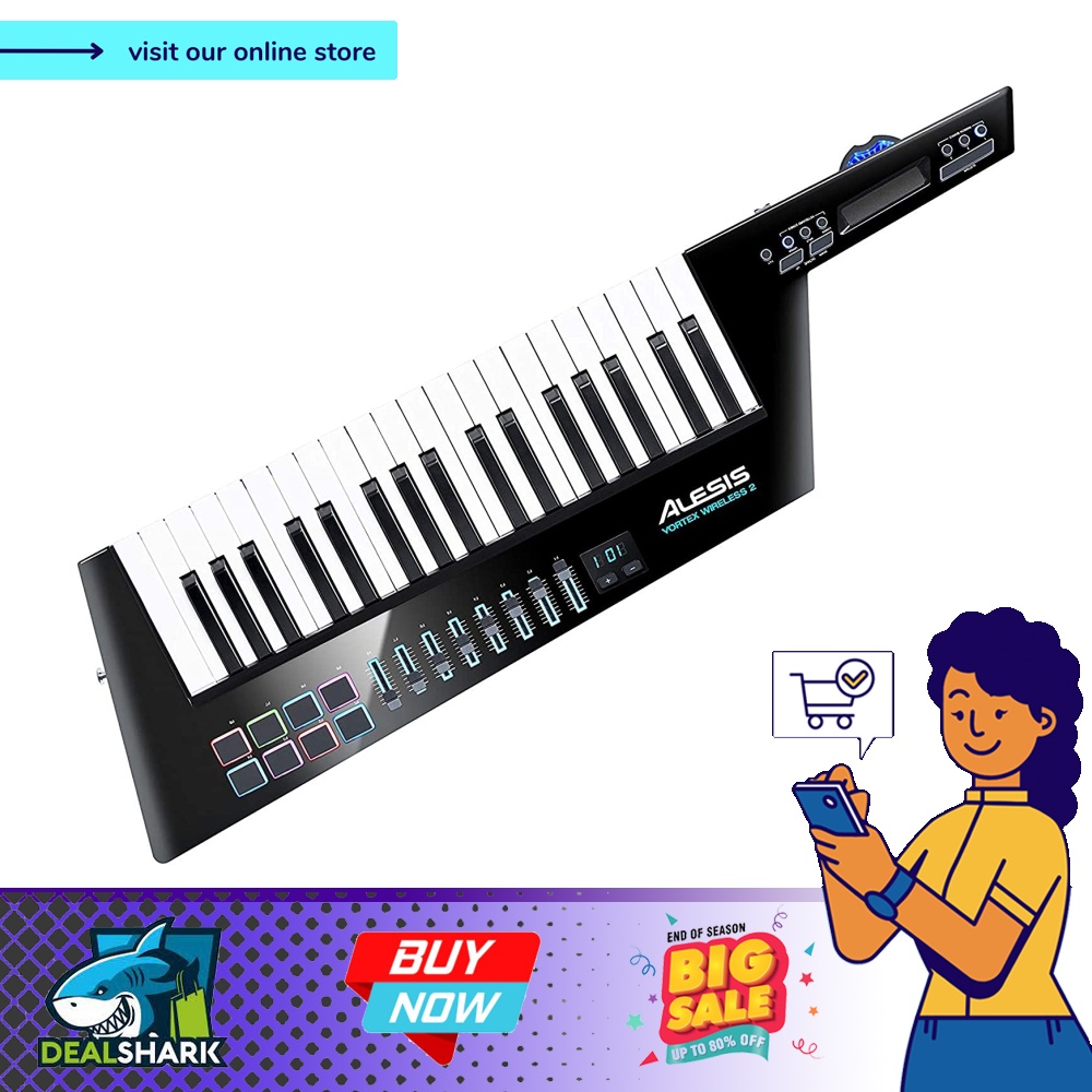 Alesis Vortex Wireless 2 - High-Performance USB MIDI Wireless Keytar ...