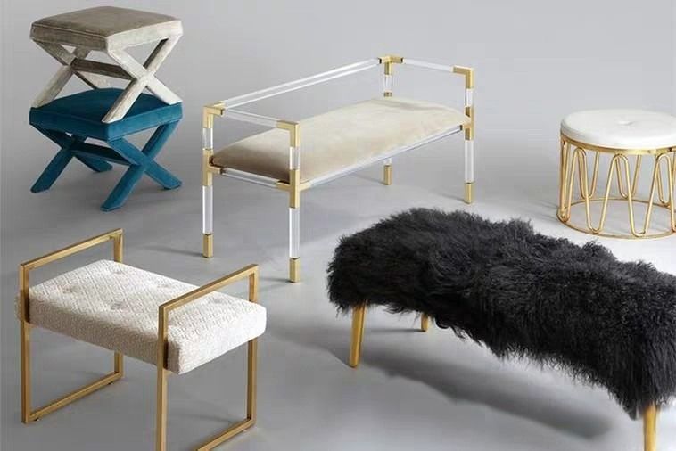 ANTHRO Modern Acrylic Ottoman Bench, Furniture & Home Living, Furniture ...