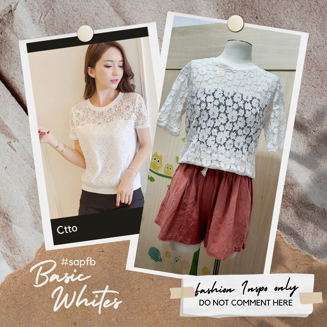 3for100: Basic White Top #4, Women's Fashion, Tops, Blouses on Carousell