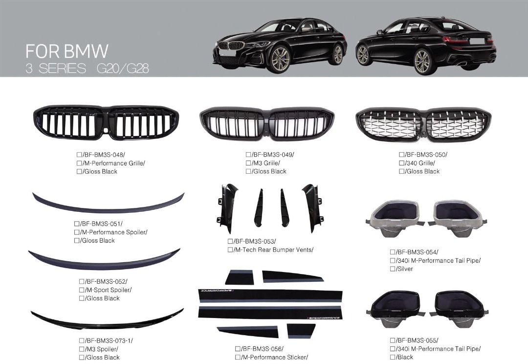 BMW G20 BODYKIT FRONT LIP DIFFUSER REAR SIDE SKIRT BMW 3 SERIES 318 320 ...
