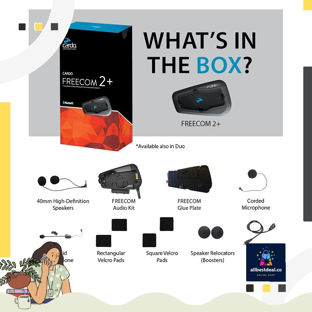 Cardo FRC2P001 - FREECOM 2 Plus Motorcycle 2-Way Bluetooth ...