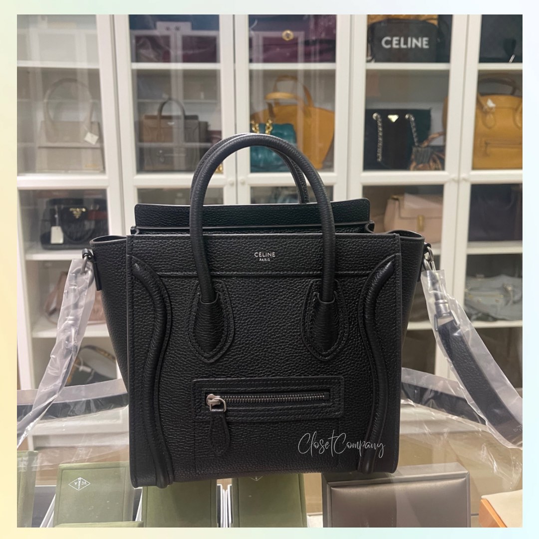 Celine Black Nano Luggage Drummed Calfskin, Luxury, Bags & Wallets on Carousell