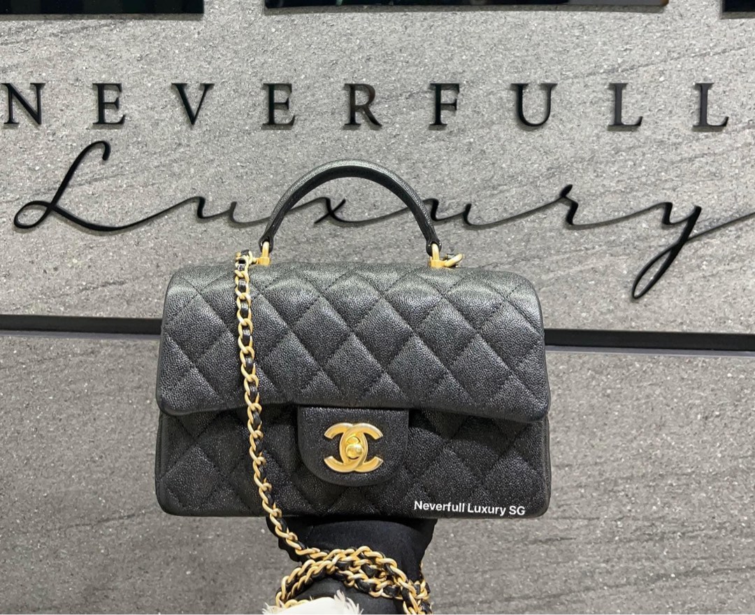 Chanel Mini Top Handle Black Caviar in GHW Series 31 Bag, Luxury, Bags ...