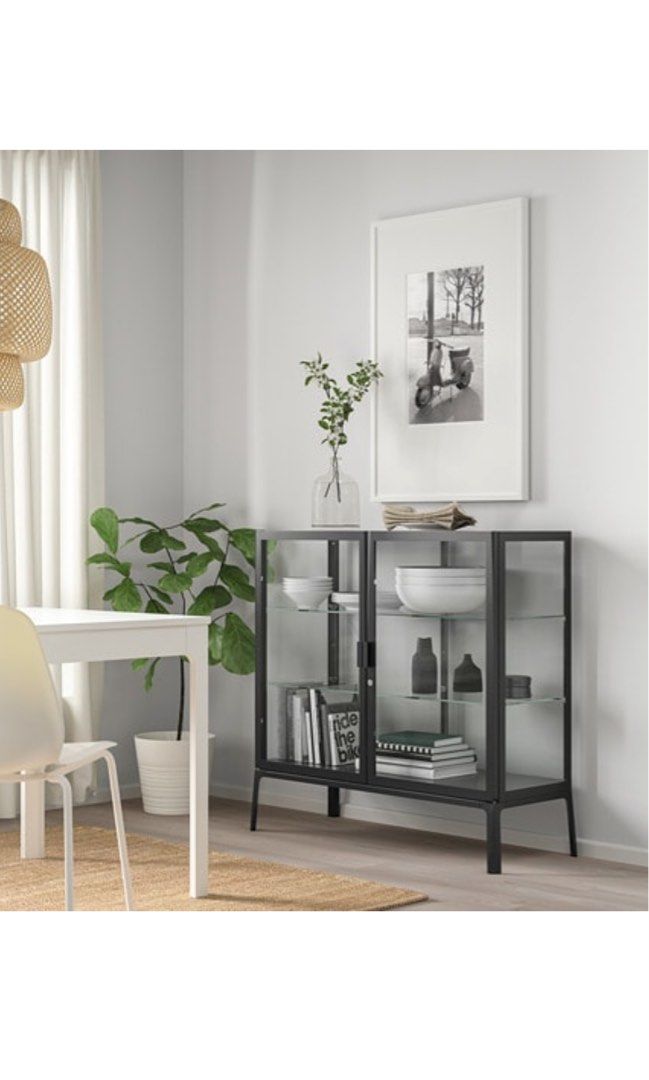 Display cabinet glass cabinet MILSBO Glass-door cabinet White Malm ...