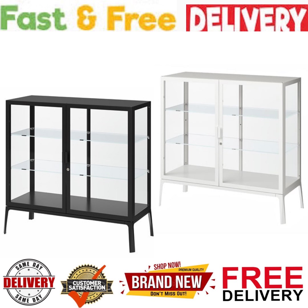 Display cabinet glass cabinet MILSBO Glass-door cabinet White Malm ...