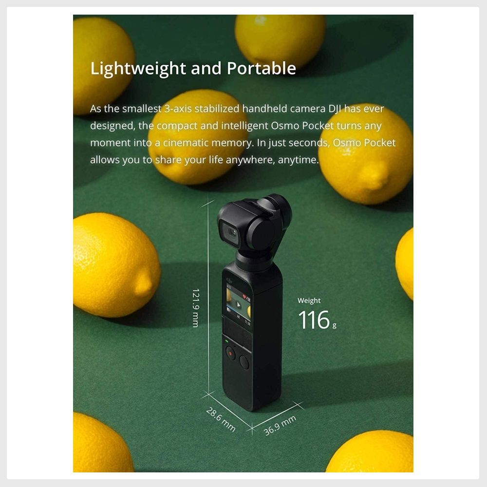 DJI Osmo Pocket Handheld 3-Axis 4k Gimbal Stabilizer with Integrated Camera,Osmo Pocket Black,CP ...
