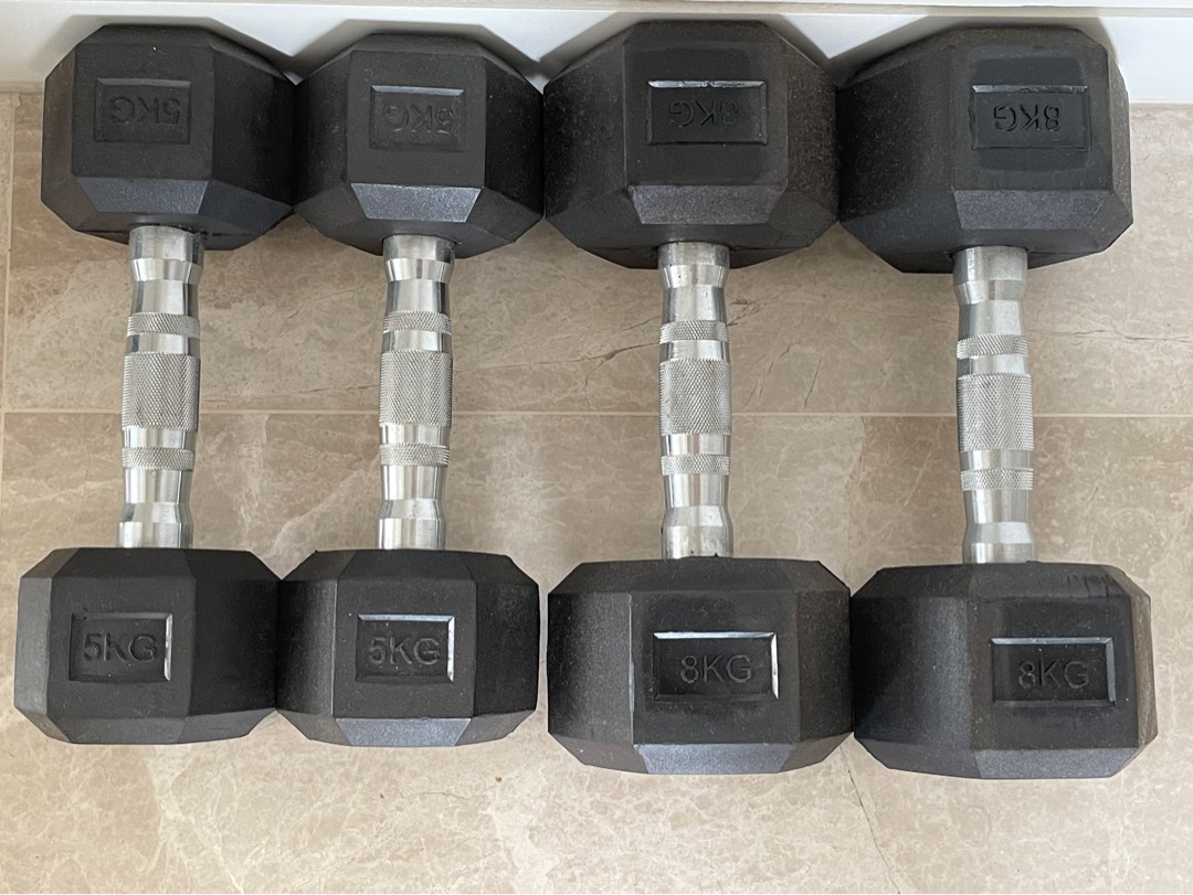 Dumbbells - 5kg & 8kg, Sports Equipment, Exercise & Fitness, Weights ...