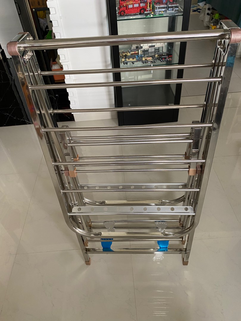 Foldable stainless steel Laundry Rack with wheels, Furniture & Home ...