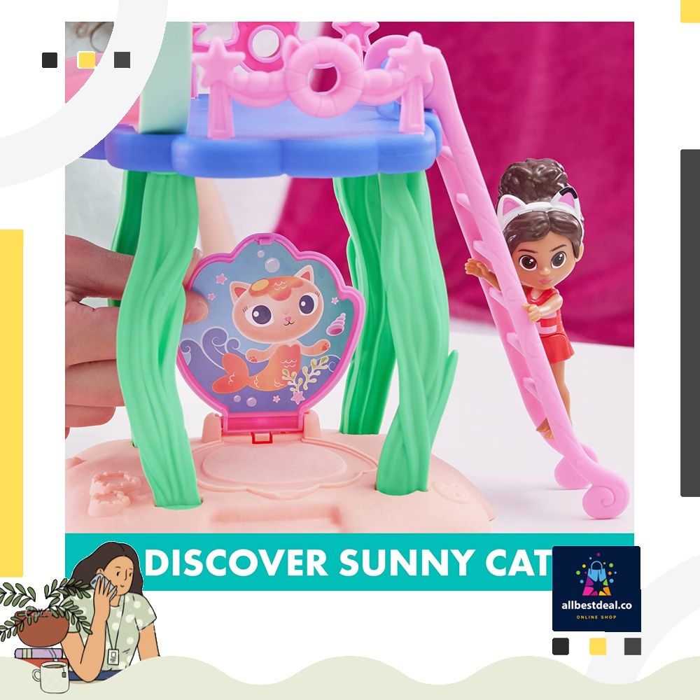 Gabby's Dollhouse, Purr-ific Pool Playset with Gabby and Mercat Figures ...