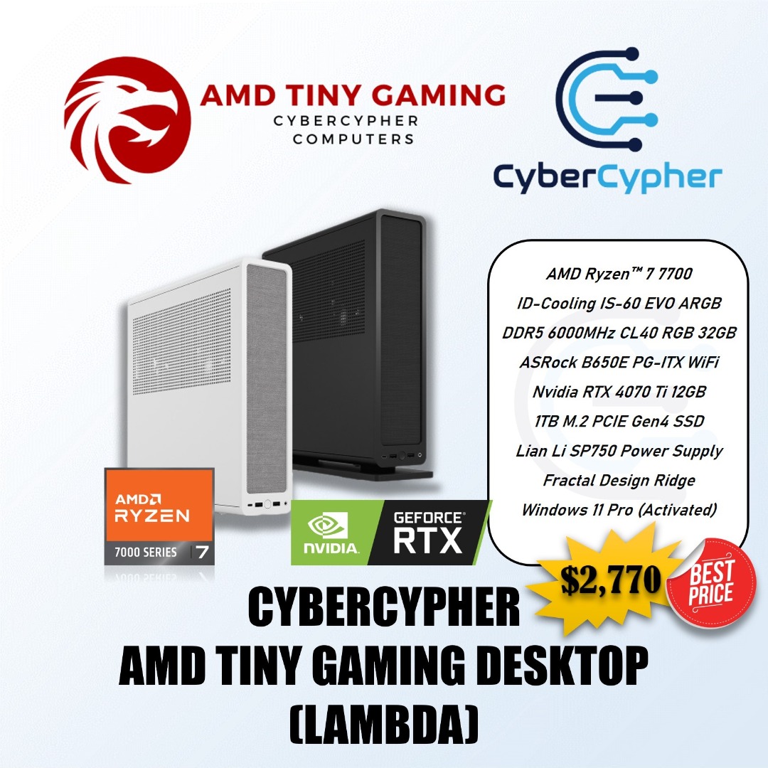 Gaming Desktop - AMD Tiny Gaming (Lambda) [AMD Ryzen 7 7700, RTX 4070 ...