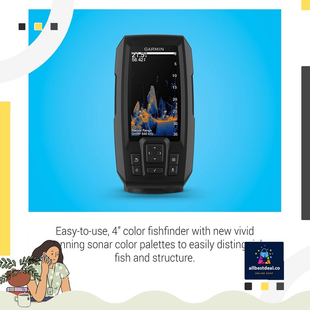 Garmin Striker Vivid 4cv, Easy-to-Use 4-inch Color Fishfinder and Sonar ...