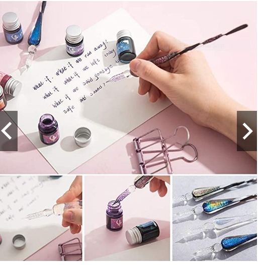 Glass Dipped Pen G100 | Glass Pen Ink Set Beautiful Handmade Crystal ...