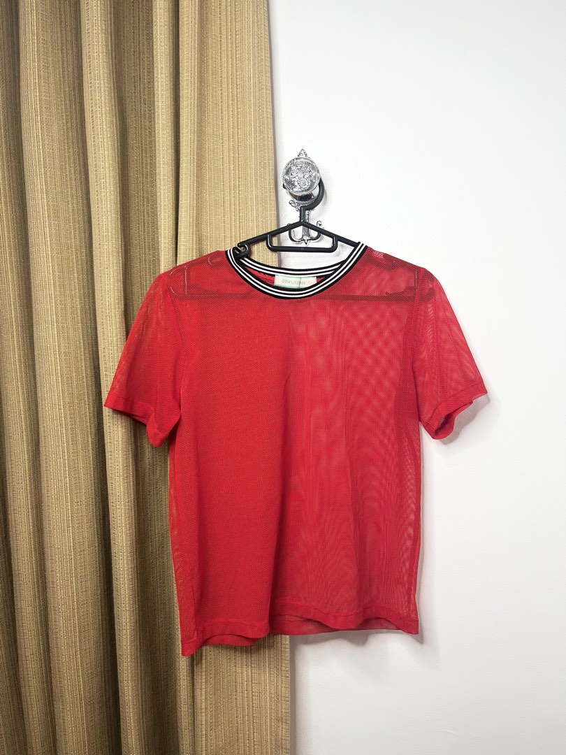 Gtw Urban Mesh See Through Red Top On Carousell