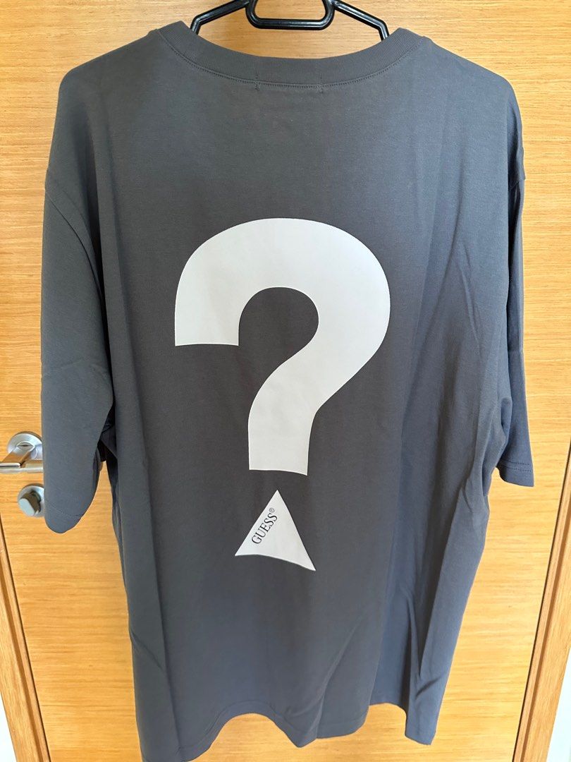 GUESS KOREA Question Mark Oversized Tee in Grey, Men's Fashion, Tops ...