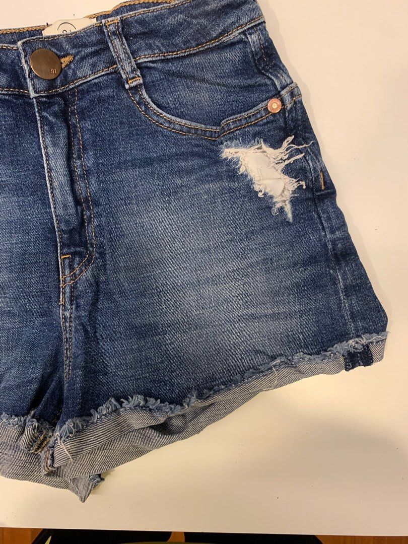 High waisted ripped denim shorts, Women's Fashion, Bottoms, Shorts on ...