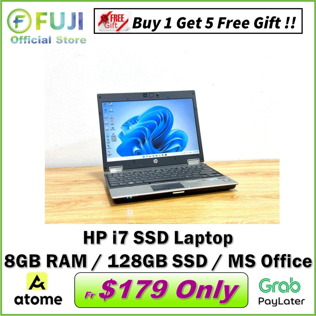 HP intel i7 Laptop - 8GB RAM - 128GB SSD - Windows 11 - Free MS Office ...