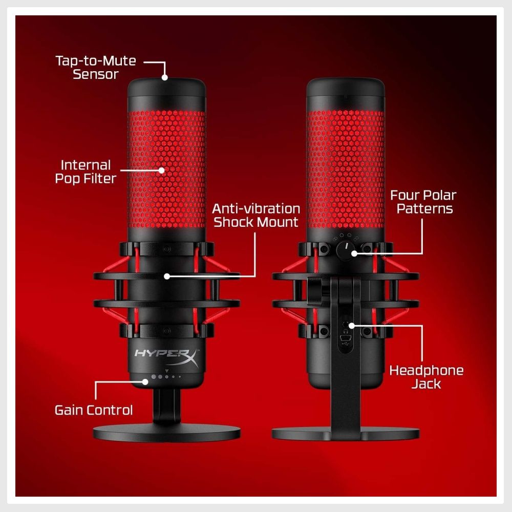 HyperX QuadCast - USB Condenser Gaming Microphone, for PC, PS4, PS5 and ...