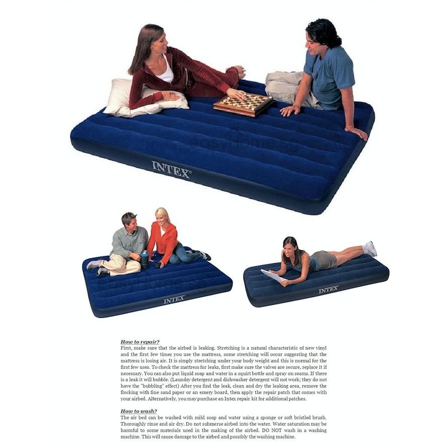 Intex Downy Inflatable Air Bed Mattress/ Airbed (4 Sizes), Furniture & Home Living, Furniture ...