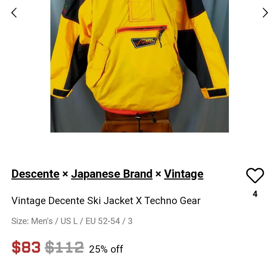 Jaket Outdoor Vintage 90' Descente Techno Gear Winter Jacket, Fesyen Pria, Pakaian , Baju Luaran ...