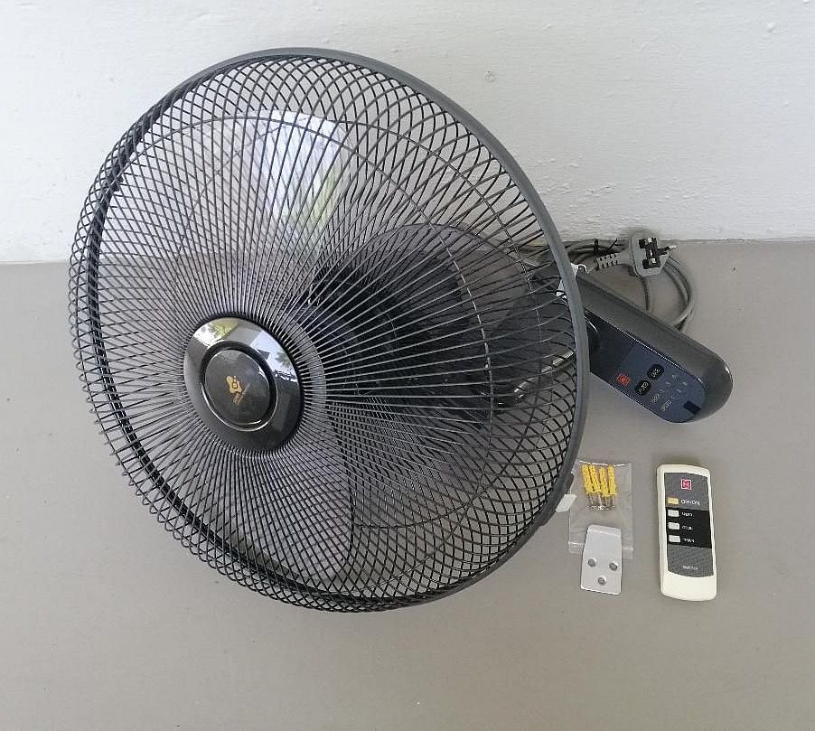 KDK 16" Wall Fan with wall bracket & remote, Furniture & Home Living ...