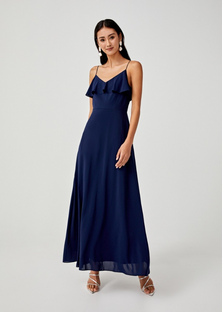 LB Karina Ruffle Overlay Maxi Dress, Women's Fashion, Dresses & Sets ...