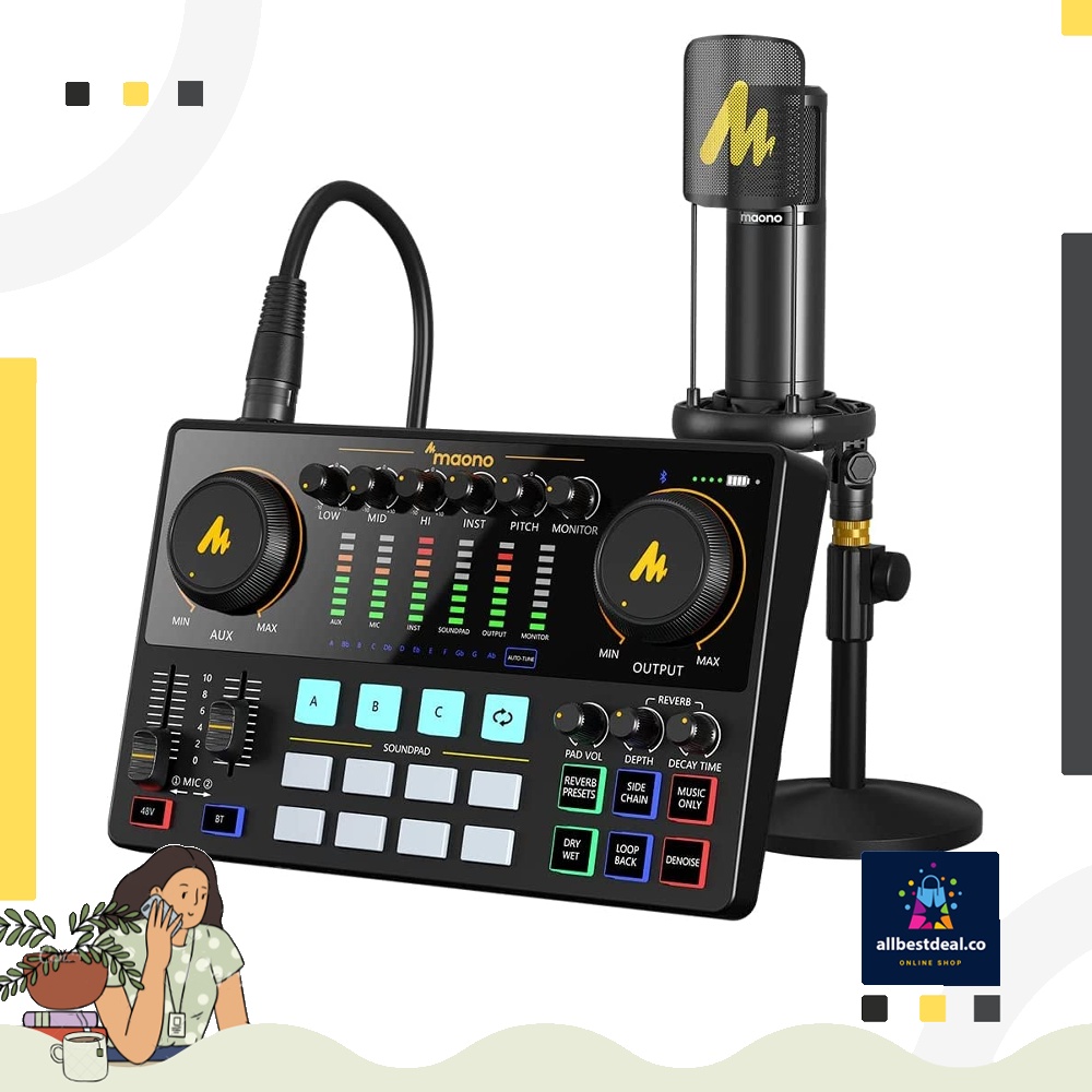 MAONO Podcast Equipment Bundle with Audio Interface and XLR Condenser ...