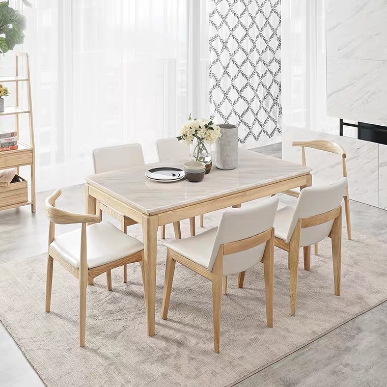 MARON Scandinavian Marble Dining Table, Furniture & Home Living, Furniture, Tables & Sets on ...