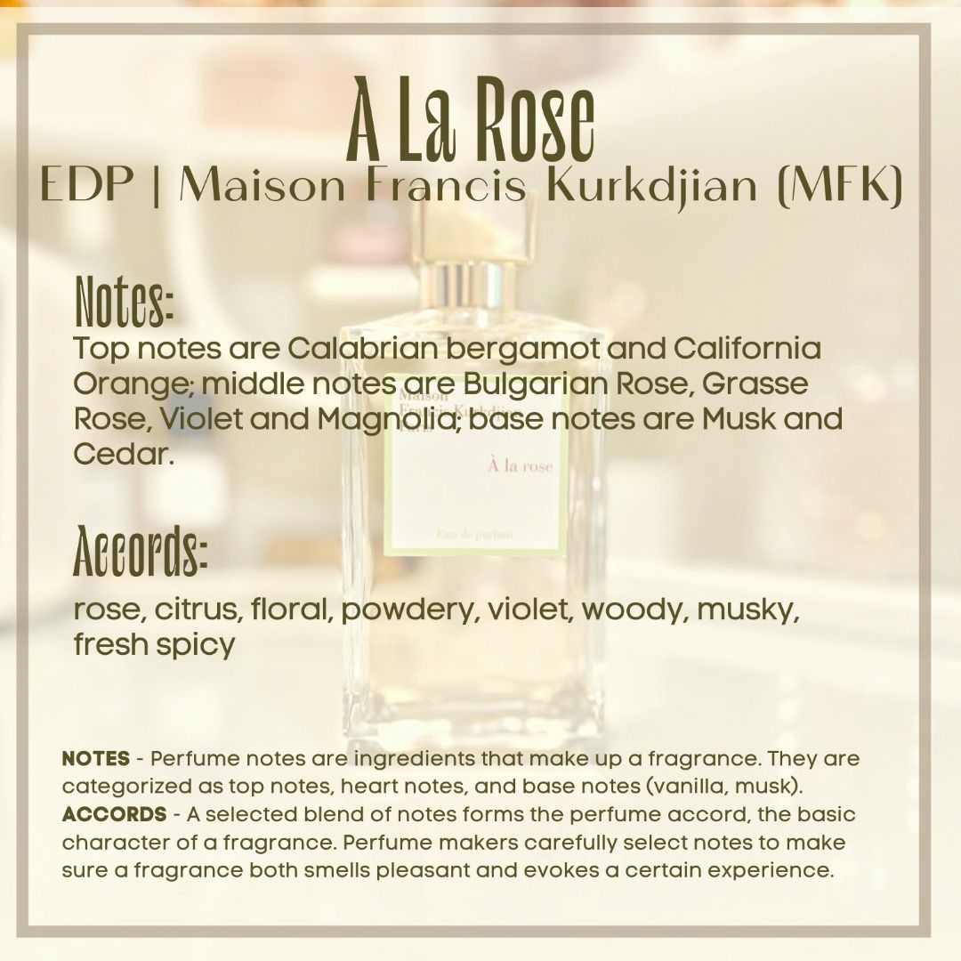 MFK A La Rose EDT Decant, Beauty & Personal Care, Fragrance ...