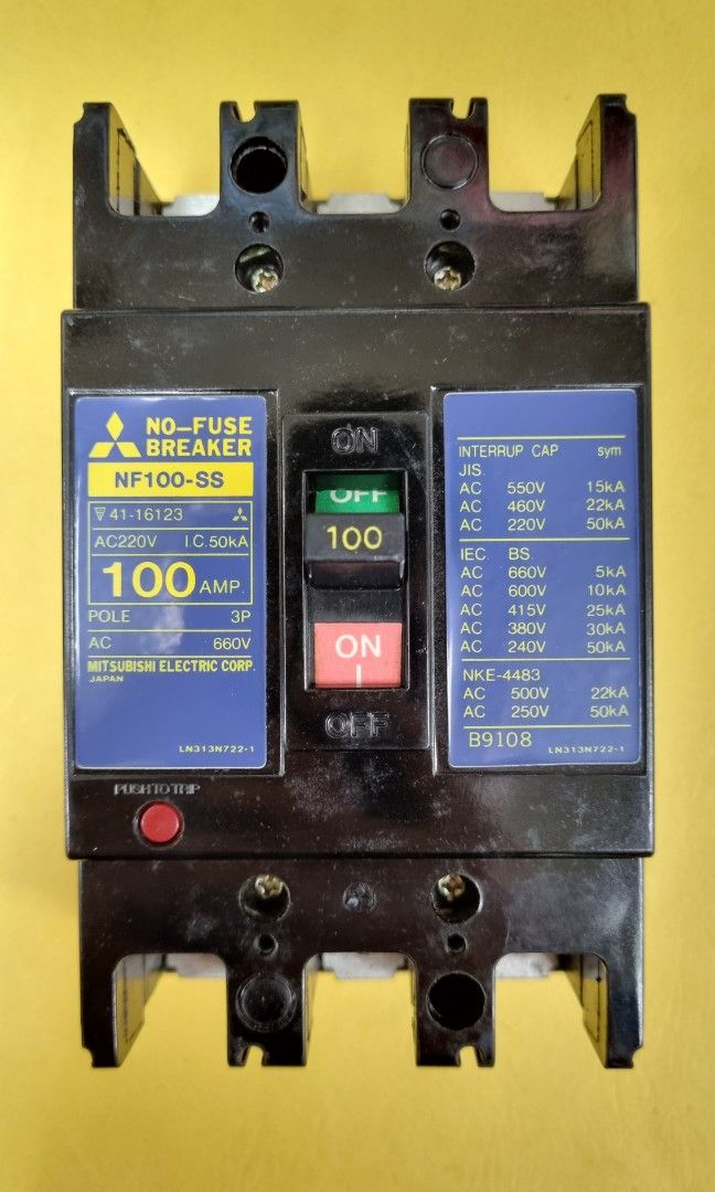 Mitsubishi Breaker, NF100-SS, 3 Pole, 100A, TV & Home Appliances, Electrical, Adaptors & Sockets ...