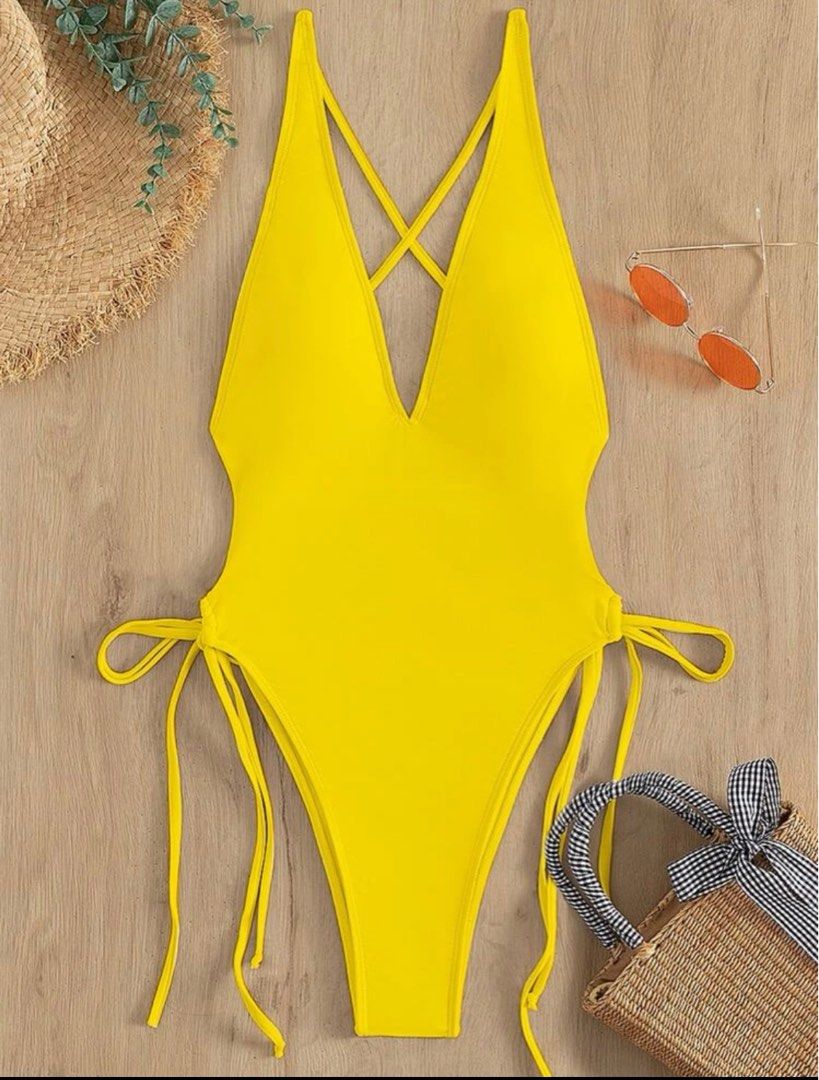 One piece tie side swimsuit on Carousell