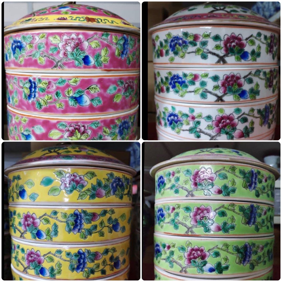 Peranakan Ceramic Tiffin (Tingkat) - Floral, Furniture & Home Living ...